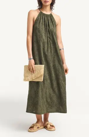 Vitamin A® Alora Embroidered Maxi Dress - Olive