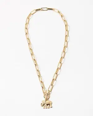 ERIN MCDERMOTT JEWELRY Lucky Elephant Toggle Necklace - Gold