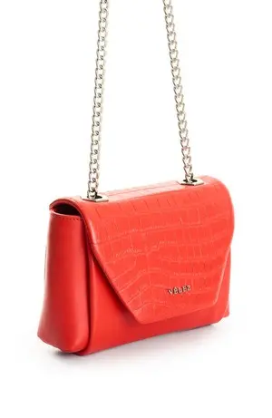 VELEZ Leather Crossbody Bag With Chain Strap - Red