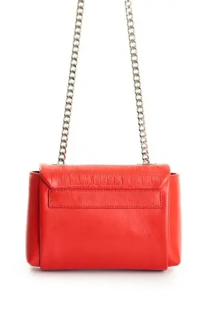 VELEZ Leather Crossbody Bag With Chain Strap - Red