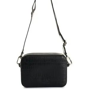 VELEZ Leather Crossbody Bag With Adjustable Shoulder Strap - Black