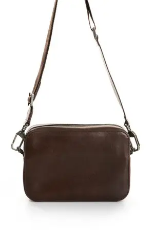 VELEZ Leather Crossbody Bag With Adjustable Shoulder Strap - Dark Brown