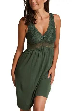 Hunkemoller Nora Lace Slip Dress - Green