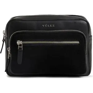 VELEZ Leather Crossbody Bag With Suede Detail - Black