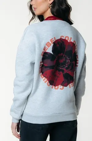 COLOURFUL REBEL Cr Round Flower Dropped Shoulder Sweat