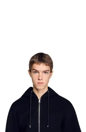 Sandro Hooded Zip-up Wool Jacket