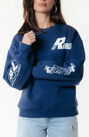 COLOURFUL REBEL Logos Relaxed Fit Sweatshirt - Deep Cobalt