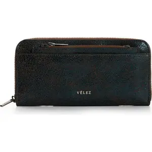 VELEZ Folia Leather Checkbook Wallet - Blue