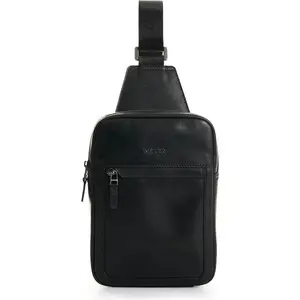 VELEZ Full Grain Leather Crossbody Bag - Black