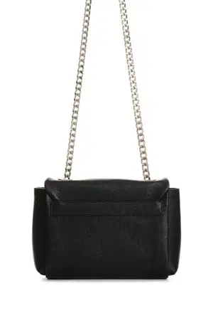 VELEZ Lili Leather Bowling Bag With Chain Strap - Black