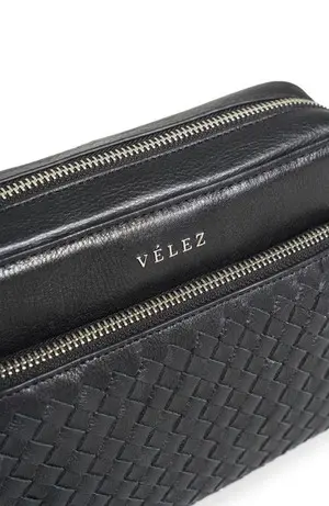 VELEZ Woven Leather Crossbody Bag