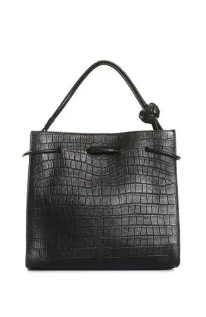VELEZ Aromia Embossed Leather Bowling Bag - Black