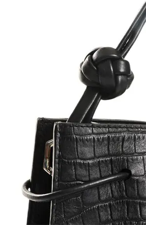 VELEZ Aromia Embossed Leather Bowling Bag - Black