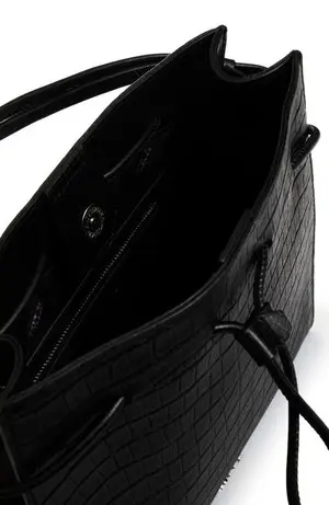 VELEZ Aromia Embossed Leather Bowling Bag - Black