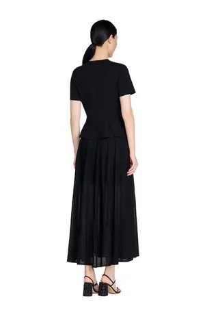 Sandro Fitted Peplum Knit Maxi Dress
