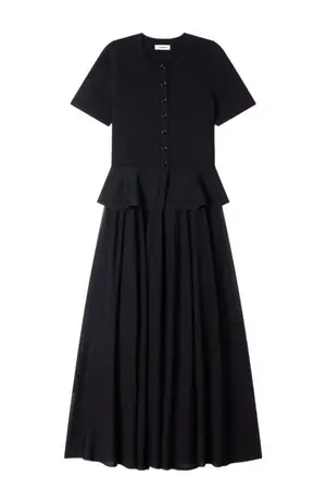 Sandro Fitted Peplum Knit Maxi Dress