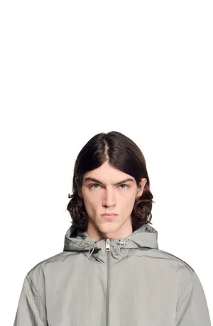 Sandro Technical Hooded Zip-up Jacket - Aluminum