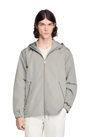 Sandro Technical Hooded Zip-up Jacket - Aluminum