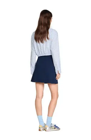 Sandro Short Ribbed Skirt With Press Studs - Navy Blue