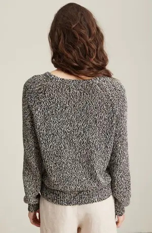 Nordstrom Crewneck Raglan Sweater - Black- Beige Marl