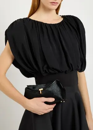 HEIRLOME Draped Silk Crop Top - Black