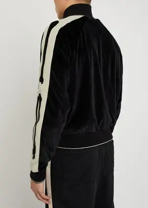 Amiri Bones Appliquéd Velour Track Jacket