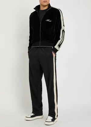Amiri Bones Appliquéd Velour Track Jacket