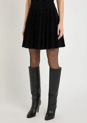 Balmain Sequin-embellished Stretch-knit Mini Skirt