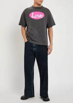 SAINT MXXXXXX Love Printed Cotton T-shirt - Black