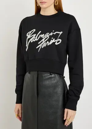 Balmain Logo-print Cropped Cotton Sweatshirt