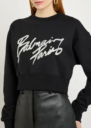 Balmain Logo-print Cropped Cotton Sweatshirt