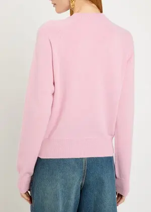 Balmain Embellished Wool And Cashmere-blend Jumper - Rose