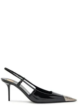 Saint Laurent Jeanne 75 Patent Leather Slingback Pumps - Black
