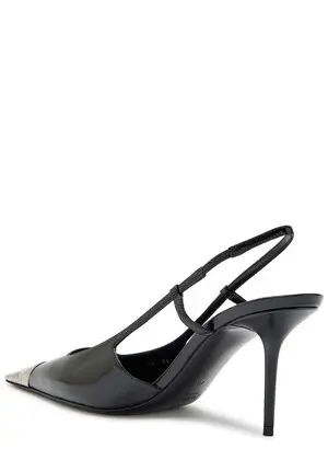 Saint Laurent Jeanne 75 Patent Leather Slingback Pumps - Black