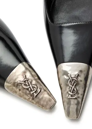 Saint Laurent Jeanne 75 Patent Leather Slingback Pumps - Black