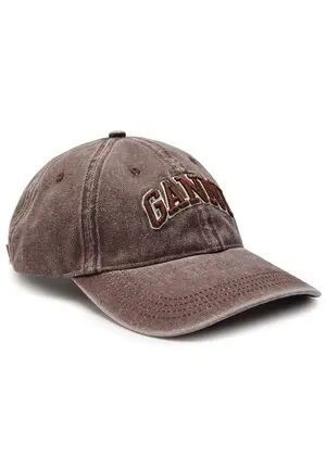 GANNI Logo-embroidered Canvas Cap - Brown
