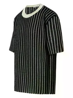 JIL SANDER Crochet Striped T-shirt - Black