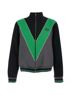Valentino Garavani Vlogo Patch Zip Up Sweatshirt - Black