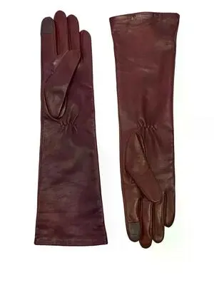 HANDSOME STOCKHOLM Long Lined Leather Gloves - Red