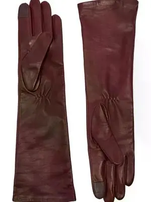 HANDSOME STOCKHOLM Long Lined Leather Gloves - Red