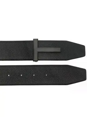 TOM FORD Grained-leather Logo Buckle Belt