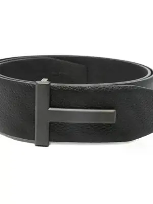 TOM FORD Grained-leather Logo Buckle Belt