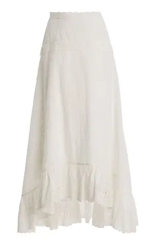 Ulla Johnson Violetta Eyelet Cotton Skirt - White