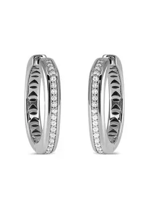 FULLORD 18k White Gold Diamond Belt Hoop Earrings - Silver