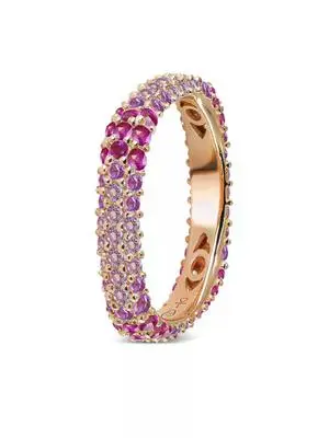 FULLORD 18k Rose Gold Eternity Diamond Ring - Pink