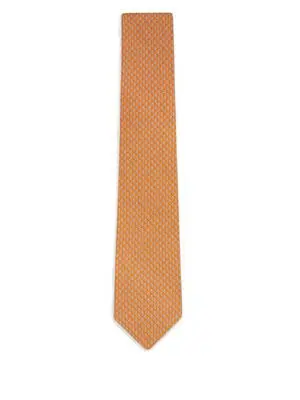 FERRAGAMO Printed Silk Tie - Orange