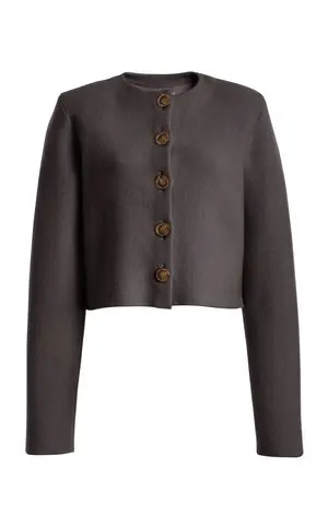 Brandon Maxwell The Ryder Cropped Virgin Wool Jacket - Light Grey