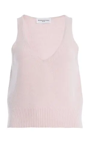 Brandon Maxwell Reese V-neck Cashmere-silk Tank Top - Pink