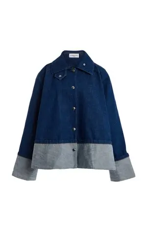 Brandon Maxwell Wells Cuffed Denim Jacket
