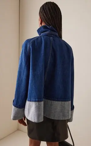 Brandon Maxwell Wells Cuffed Denim Jacket